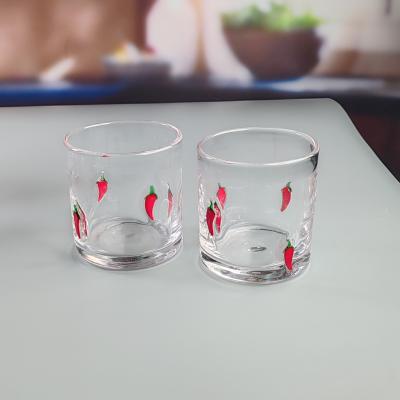 China 14oz Chili Decorative DOF Glass Heart Shape Water Tumbler Glasses Mexico Rock Glass Cup for Wedding Party Gift for sale