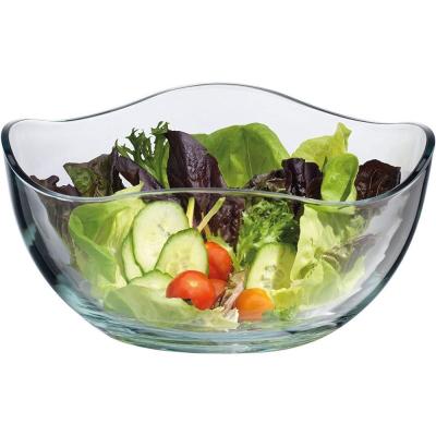 Chine Vague durable transparente Rim Glass Charger Plates, bol en verre de salade de fruits à vendre