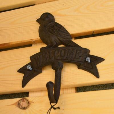 Cina Ganci antichi del cappotto del ferro del nero di forma dell'uccello del supporto della parete in vendita