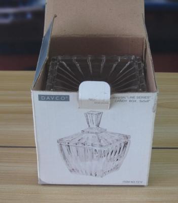 China Square Optic Stripes Glass Storage Jars For Candy for sale