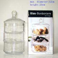 China Handblown 3 Layer Stackable Storage Jars With Lids for sale