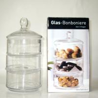 China Handblown 3 Layer Stackable Storage Jars With Lids for sale