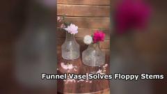 Textured Glass Flower Vase with Unique Funnel Shape, Modern Decorative Vase for Home Living Room Tab