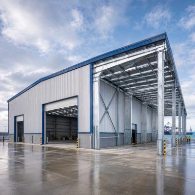China Q355 Steel Frame Warehouse Hot Dip Galvanized Structure for Corrosion Resistant Storage for sale