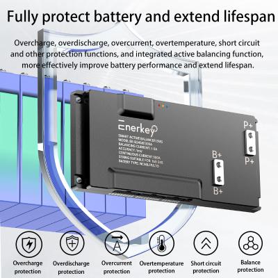 China Enerkey 16S-24S 250A Lifepo4 BMS with 8A Active Balancer and BT/CAN Bus/RS485 for Li-ion/LTO/SIB Battery Power Cabinet for sale