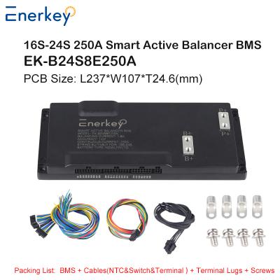 China Enerkey 8A Smart Active Equalizer 16S 17S 18S 19S 20S 21S 22S 23S 24S 250A NCM/LFP/LTO Battery BMS with Bluetooth CAN RS485 for sale