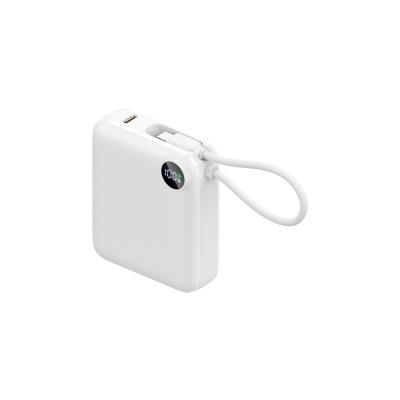 China 10000mAh Mini Fast Charge Power Bank with Built-in Cable,PD 20W QC4.0 22.5W External Battery, Fireproof ABS Case, Digital Display, CE RoHS FCC Certified for sale