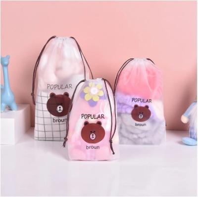 China Poly Drawstring Bag EVA Frosted Plastic Drawstring Storage Bag for Clothing Custom Logo for sale