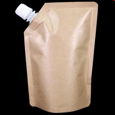 China Stand Up Spout Pouch for Cream Cosmetic Liquid Kraft Paper Plastic Laminating Material for sale