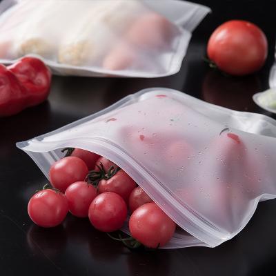 China Reusable Leakproof Silicone Food Storage Bag with Zipper Top and Self Sealing Design for sale