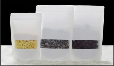 China Kraftpapiertüten mit eigener Gestaltung und Fenster und Dichtung und Reißverschluss zu verkaufen