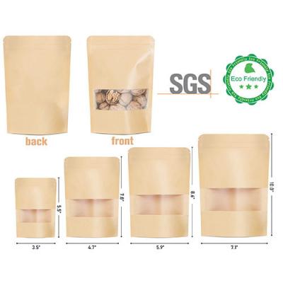 China Disposable Brown/White Kraft Paper Bag for Food Storage Custom Printed Ziplock Package for sale