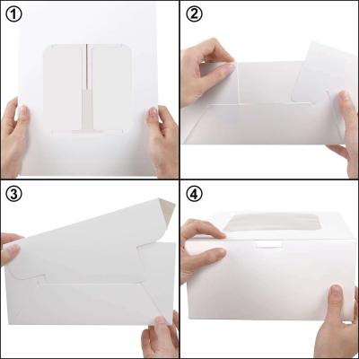 China White Paper Bakery Box with Window Square Cardboard Disposable Cake Box for sale