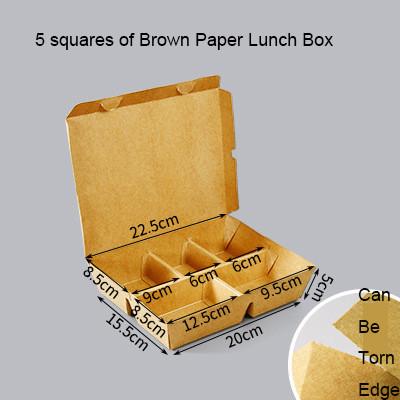 Quality Disposable 5 Squares Wood Pulp Paper Lunch Box for Eco-friendly Fast Food for sale