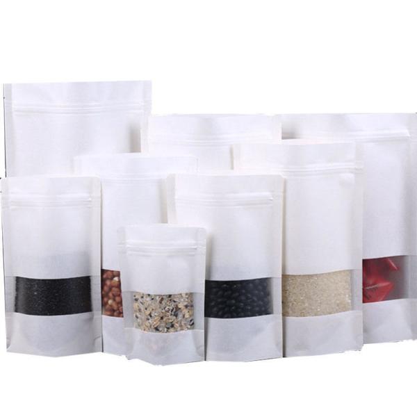 Quality Zipper Top Kraft Paper Food Packaging Bag with Self-supporting Design and PE Material for sale