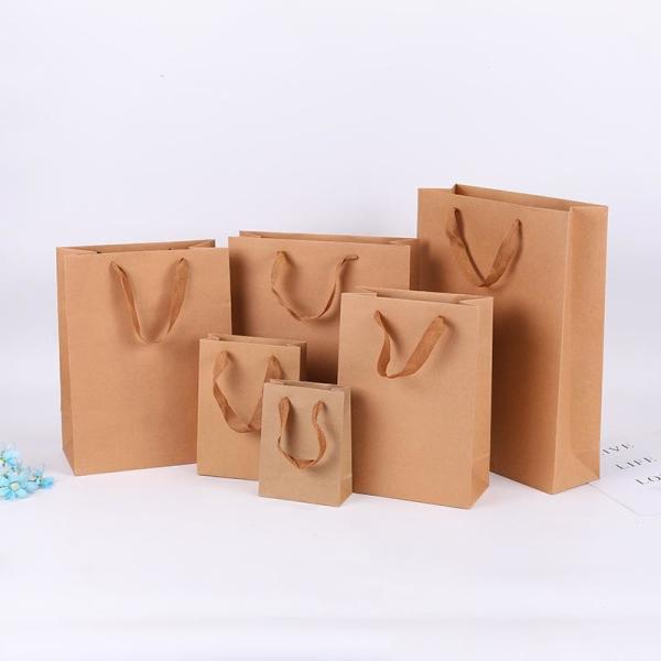 Quality Gravnre Printing Recyclable Kraft Paper Bag for Household Products Grocery Shopping for sale