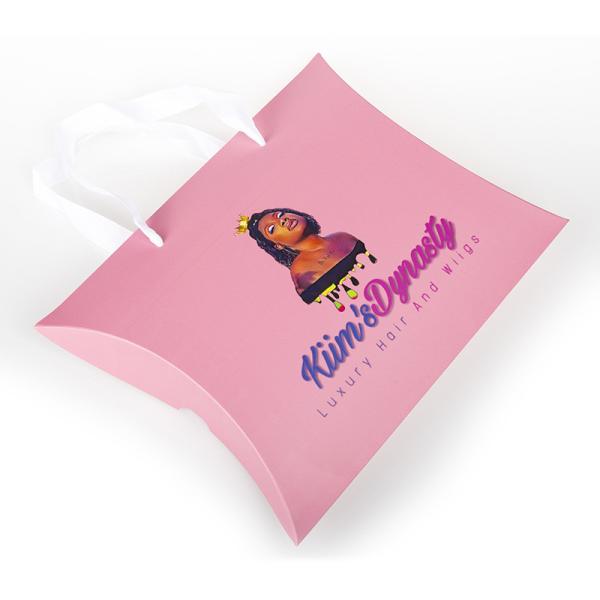 Quality Custom Paper Bags For Hair Extension Packaging Kraft Pillow Box With Hand Length for sale