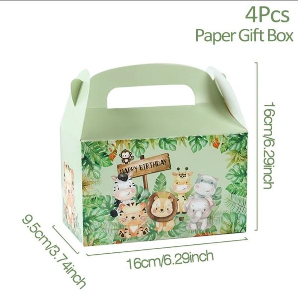 Quality Custom Animal Print Handle Paper Box for Kids' Jungle Theme Birthday and Baby for sale
