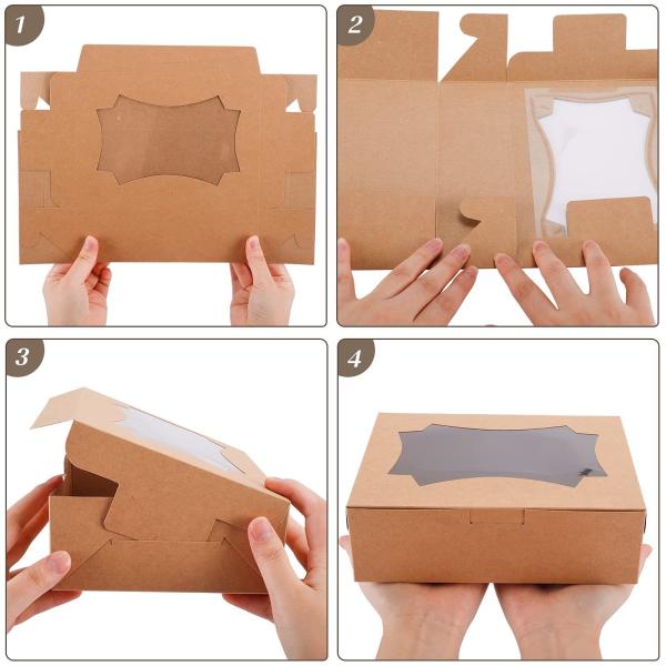 Quality Transparent Bento Donut Cake Pastry Cookie Cupcake Box with Clear Window Kraft for sale