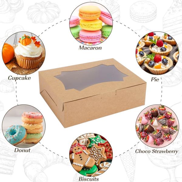 Quality Transparent Bento Donut Cake Pastry Cookie Cupcake Box with Clear Window Kraft for sale