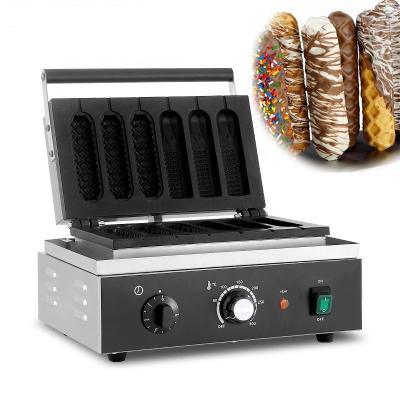 China CE gietijzer Elektrische andere snackmachine Koreaanse commerciële kerst 6 stick maïs wafels hotdog maker Te koop