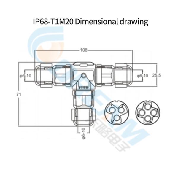 Quality T Type M20 2Pin 3Way Screw Thread UL ROHS IP68 Circular External Wire Waterproof for sale