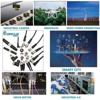 China IP67 M12 Connector 4 Pin Wiring A Code Shiled Right Angle Female Plug Screw-Joint Unshielded Waterproof for sale