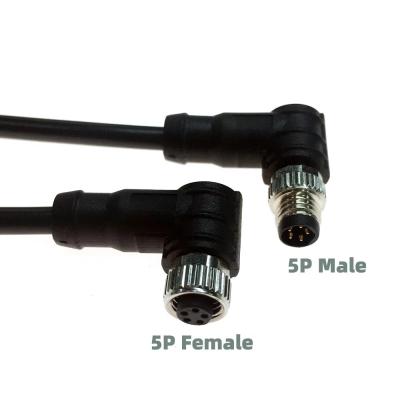 China IP67 M12 Connector 4 Pin Wiring A Code Shiled Right Angle Female Plug Screw-Joint Unshielded Waterproof for sale