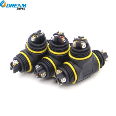 China m20 Male Female Cable T Type Plastic Screw Fixing LED Strip Lighting Electrical IP68 Waterproof Cable Connector for sale