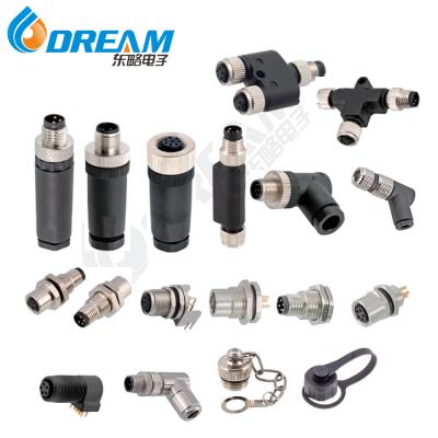 China DREAM START Plástico M12 Direito 2 3 4 5 8 Pins Conector de montagem de bloqueio de parafuso Conector de cabo elétrico circular masculino feminino à venda
