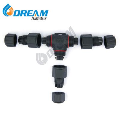 China Outdoor Wire Connectors IP68 T-Shaped Electrical Connector 2/3/4 Pin LED Lamps Nylon Adapter for sale