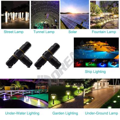 China Outdoor Wire Connectors IP68 T-Shaped Electrical Connector 2/3/4 Pin LED Lamps Nylon Adapter for sale