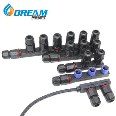 China DREAM START M16 Schroefbevestiging IP67 Montage Draad Waterdichte Splitter Connector 2 Pins Te koop