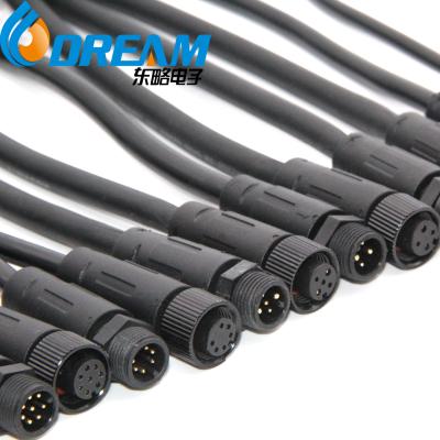 China OEM Waterproof IP67 Lock Connector 2 3 4 5 6 Pin M12 Electric Male Female Solar LED Light Lamp Power Cord Extension Cable for sale