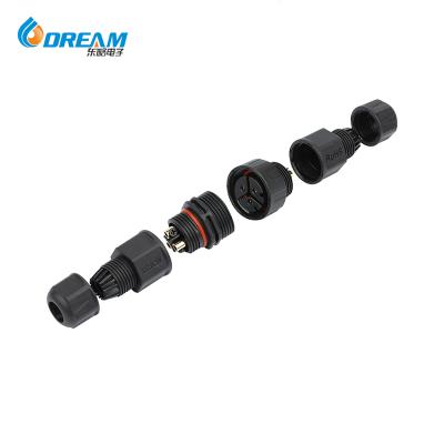 China DREAM START Screw Connector Hot Sale Plastic Outdoor Led Ip68 Waterproof Electric 2/3/4/5/6 Pin Circular Connector I for sale