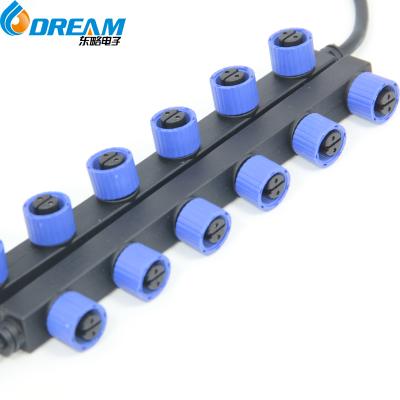 China M15 4 Way IP67 Waterproof Splitter Y Cable 2-Pin Cable and 2-Pin Cable for Line Area Indoor/Outdoor LED Light for sale