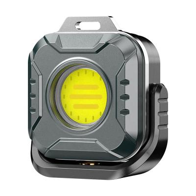 China New 360 Degree Rotating 4 Color Temperature Mini COB Led Rechargeable Keychain Work Light with Strong Magnet for sale
