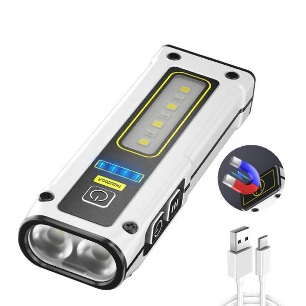 Quality Mini Multifunction Portable Powerful Waterproof LED COB Flashlights Torches Type-C Rechargeable With Magnet for sale
