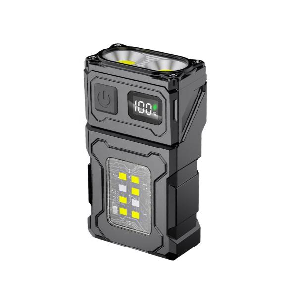 Quality Cross-border New Mini Flashlight Self-defense Alarm Outdoor Charging Windproof Lighter Multi-source Keychain Light for sale