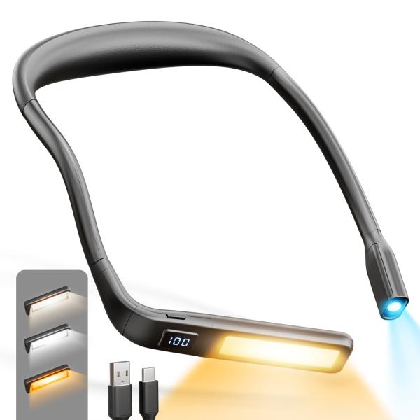 Quality Factory Direct Sales Night Reading LED Lighting Desk Lamp USB Charging Three Color Folding Double Head Hanging Neck Reading Lamp for sale