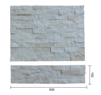 China Yellow and White Quartzite Flat Cultured Stone for Building Wall Decoration Natural Stone Veneer for sale