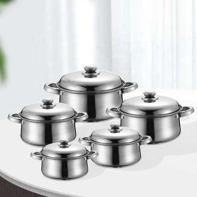 China OEM/ODM 10 Piece Stainless Steel Cookingware Pot Set Cooking Pot Set Ollas Kitchen Ware Pot Cookware Sets for sale