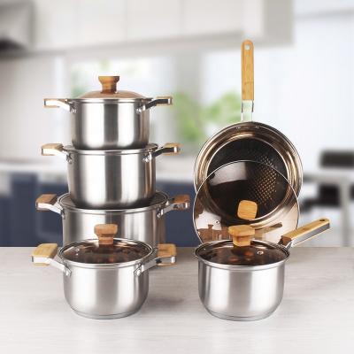 China Amazon TOP Seller 12 PCS Cooking Pot Set Non Stick Sauce Pan Milk Pot Frying Pan Deep Cookware Set For Kitchen for sale