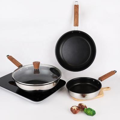 China Hot Sale 4 Piece Kitchen Non Stick Cooking Pan Set Stainless Steel Pot Cooking Cookware Set for sale