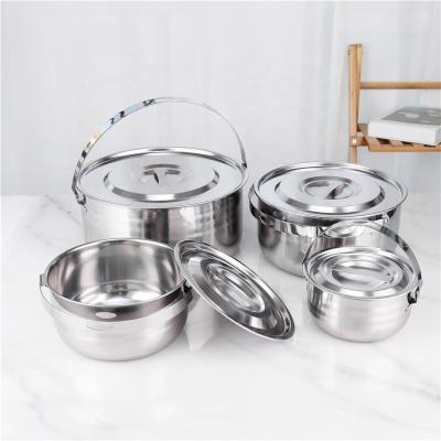 China Stainless 4pcs food cookware soup cooking pot set with handle for restaurants for sale