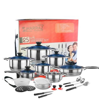 China Different Piece Non Stick Cookware Set Wholesale 25pcs 30pcs Stainless Steel Pot for sale