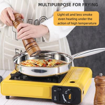 China Hot Selling Kitchen Stainless Steel Non Stick Fry Pan Three Layer Double Bottom Medical Stone Frying Pans for sale