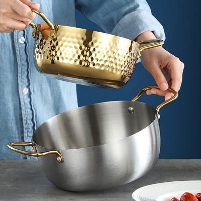China Multi-function Kitchen Cooking Pot Induction Stock Pot Stainless Steel Korean Cookware Soup Pot With Handle for sale