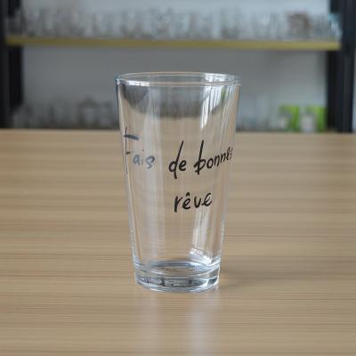 China Hot sale  transparent glass classic pint 16oz glass mug with custom printing from china factory for sale