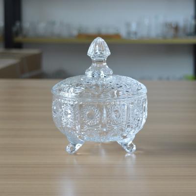 China Household glassware  engraved glass container with lid for wholesale for sale